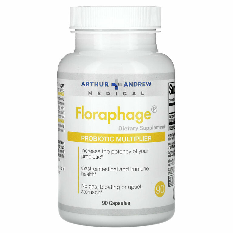 Floraphage, фаговый пробиотик, мультипликатор, Arthur Andrew Medical, 90 капсул