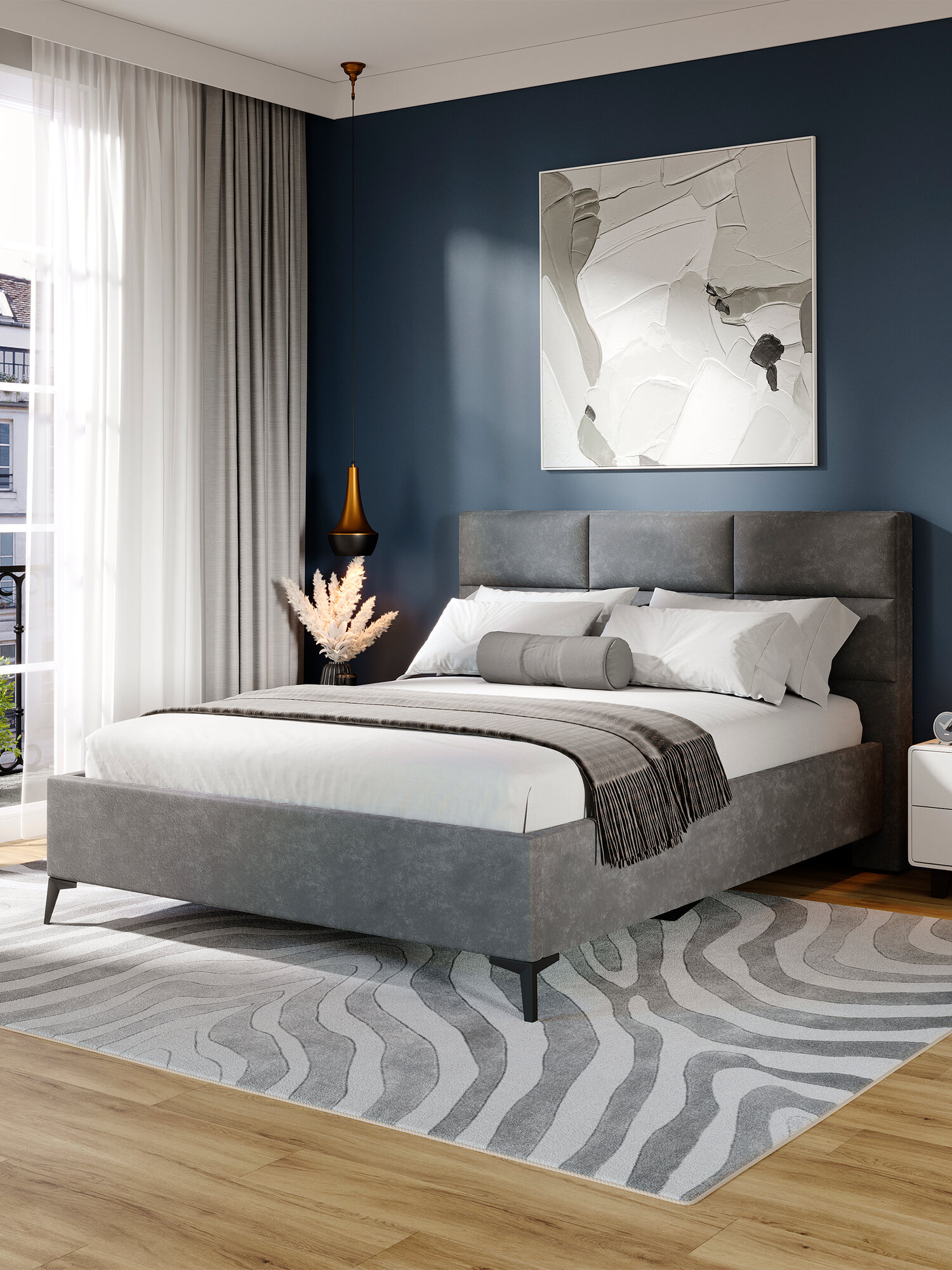 Кровать с ПМ Делана (с подъемным механизмом) Велюр Brut Grey 16