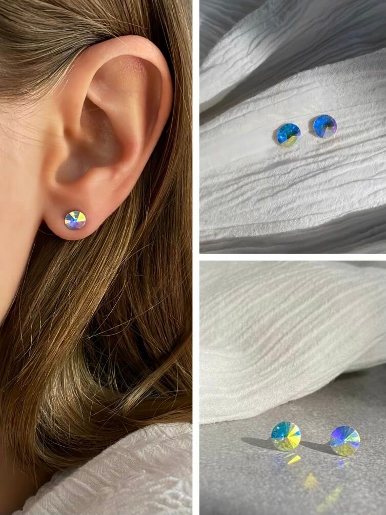 Серьги пусеты, хрусталь, кристалл, кристаллы Swarovski