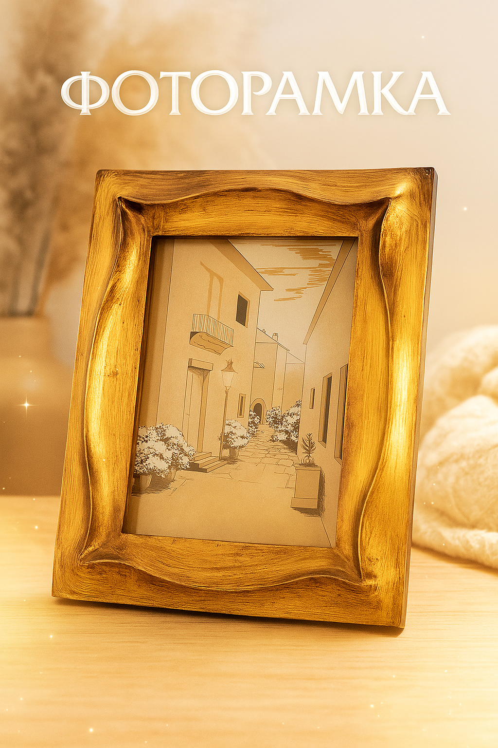Фоторамка для фото 13×18 см "Волна" размер 9.8×3×24.4 см, под золото
