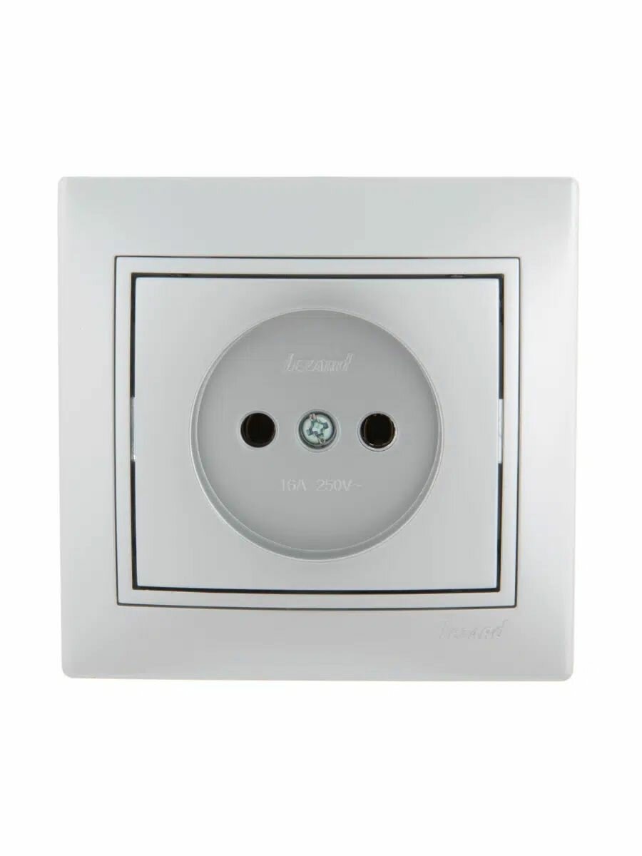 Розетка 1-м СП Mira 16А IP20 без заземления со вставкой керамика серый металл LEZARD 701-1010-121