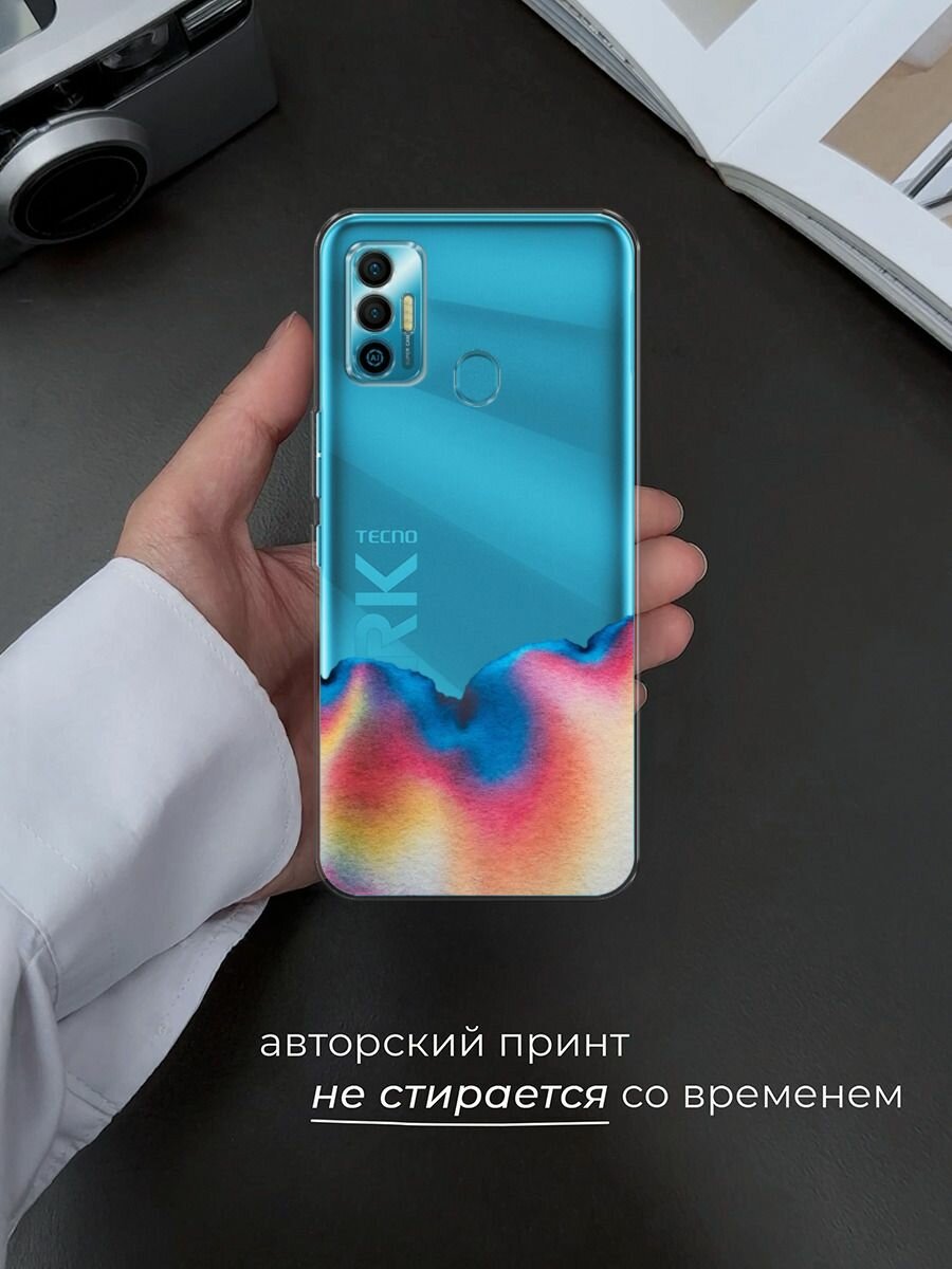 Чехол на Tecno Spark 7 / Техно Спарк 7 с принтом Акварельное сочетание, прозрачный — фото 1