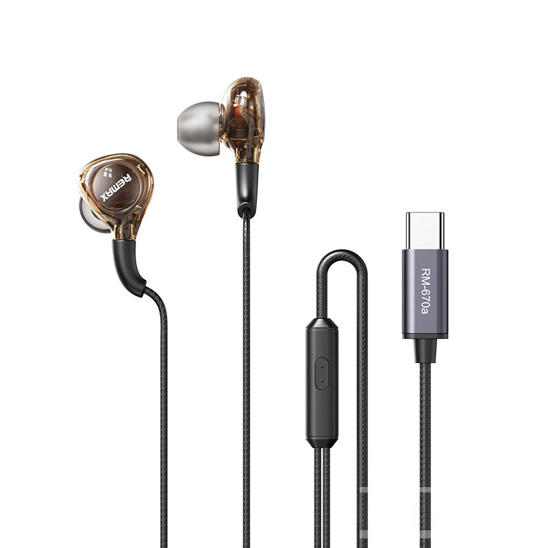 Наушники-вкладыши REMAX obsidian black transparent sound chamber, проводные