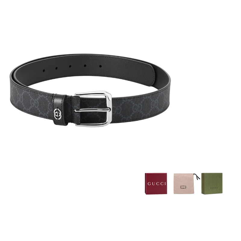 GUCCI GG Supreme Холст Ремешок Мужской Черный 3,5 см 85