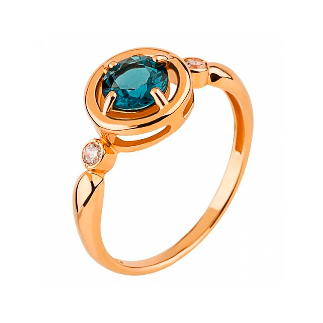 Перстень, красное золото, 585 проба, Лондон топаз