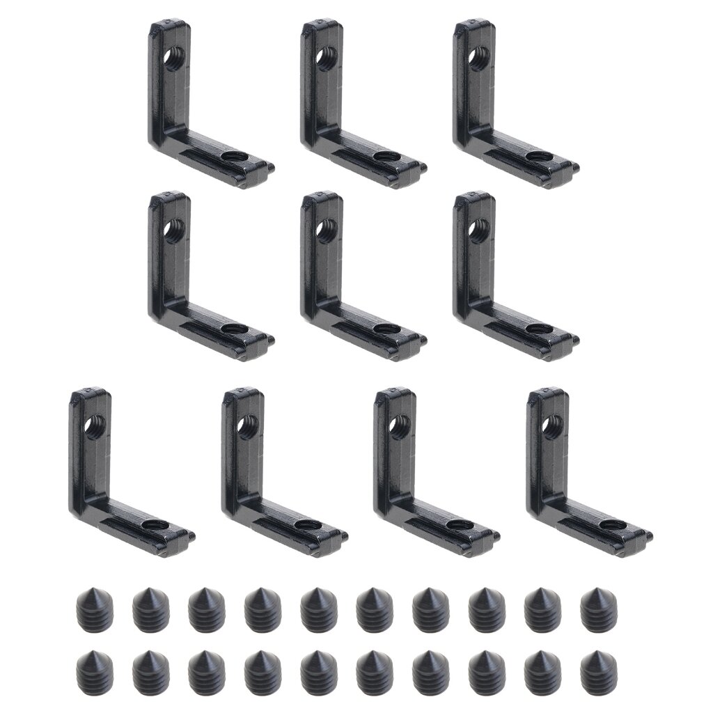 Набор из 10 Угловых кронштейнов L-образной формы, Внутренние угловые соединители с крепежными винтами, устойчивый к коррозии кронштейн для Т-образных профилей