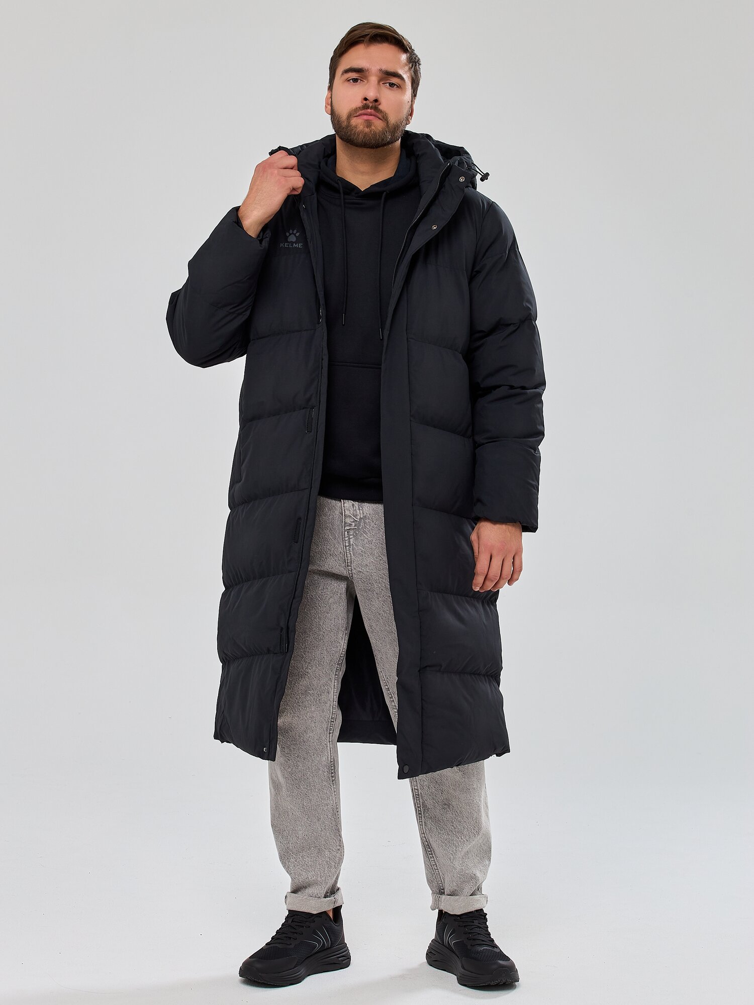 Пуховик Long Padded Jacket, мужской, зимний, удлиненный, с капюшоном