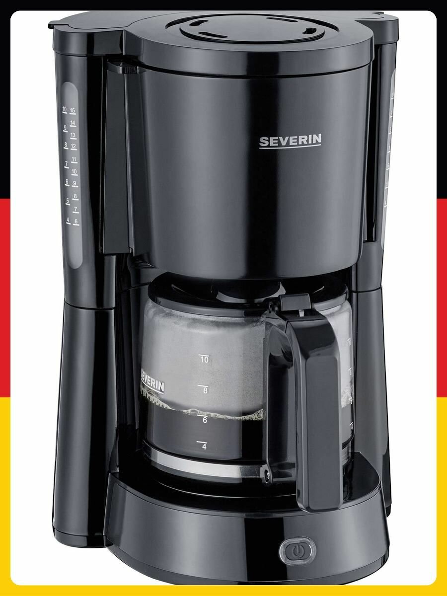 Кофемашина Severin KA 4815, цвет черный. Емкость: 10 чашек. Функция поддержания температуры.