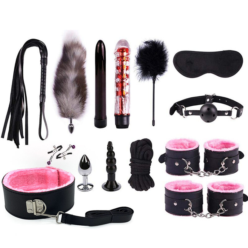 Набор секс-игрушек SM, кожаный плюшевый комплект, набор из 14 предметов, секс-игрушка для страстных тренировок для пар,