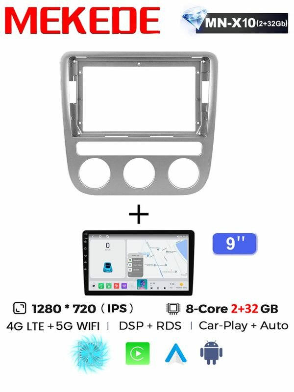 Магнитола 9" Mekede MN X10 Pro 2/32 Gb Volkswagen Scirocco 3 Mk3 2008-2014 F5 carplay