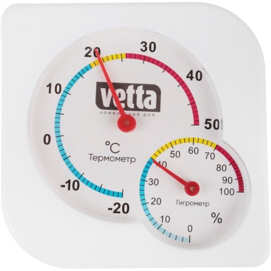Vetta Термометр мини измерение влажности воздуха, квадратный, 7,5x7,5см, пластик, блистер (473-052)