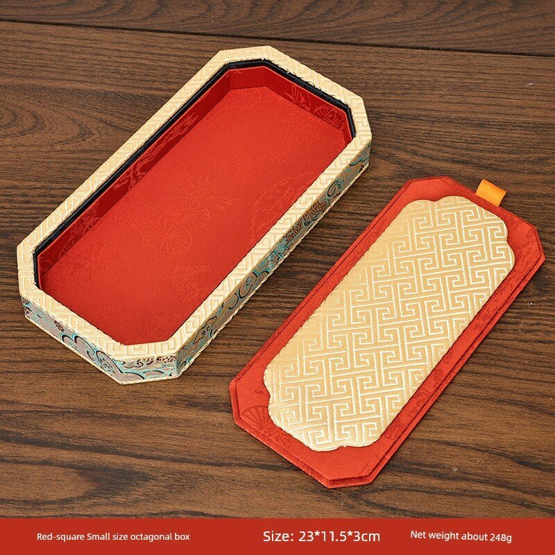 Красная прямоугольная маленькая шкатулка для колец и ожерелий, элегантная