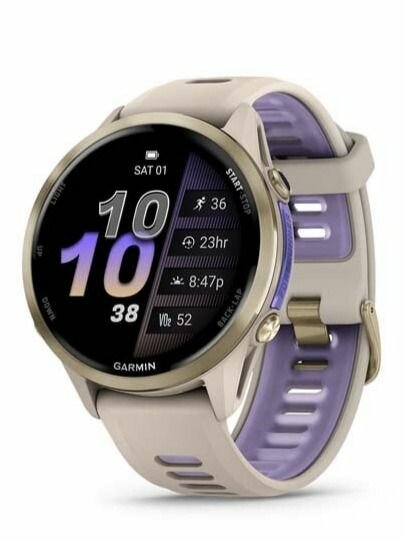 Умные часы Garmin Forerunner 970 French Gray Soft GoldTitanium with French Gray/Translucent Indigo Silicone 010-02969-62