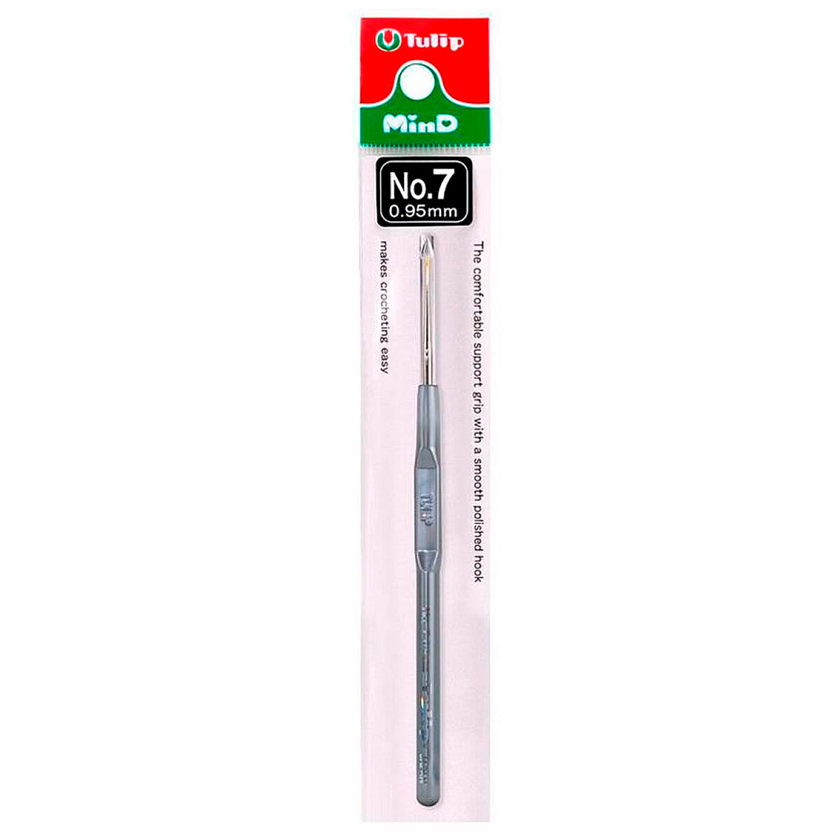 Крючок для вязания с ручкой "MinD" 0,95мм, сталь/пластик, золотистый/серебристый, Tulip, TA-1045e