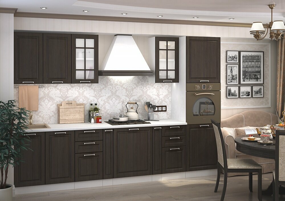 Кухня Прага-С 3100 Венге премиум МДФ прямая