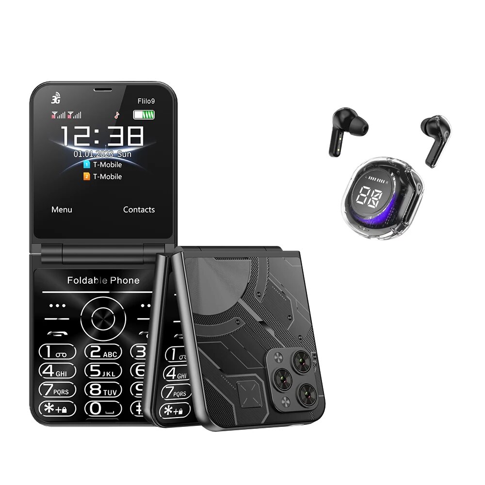 SERVO Flilo9 Flip Mobile Phone 3G Network Call Recording Blacklist FM Radio Flashlight MP4 Foldable Cellphones Dual SIM Standby