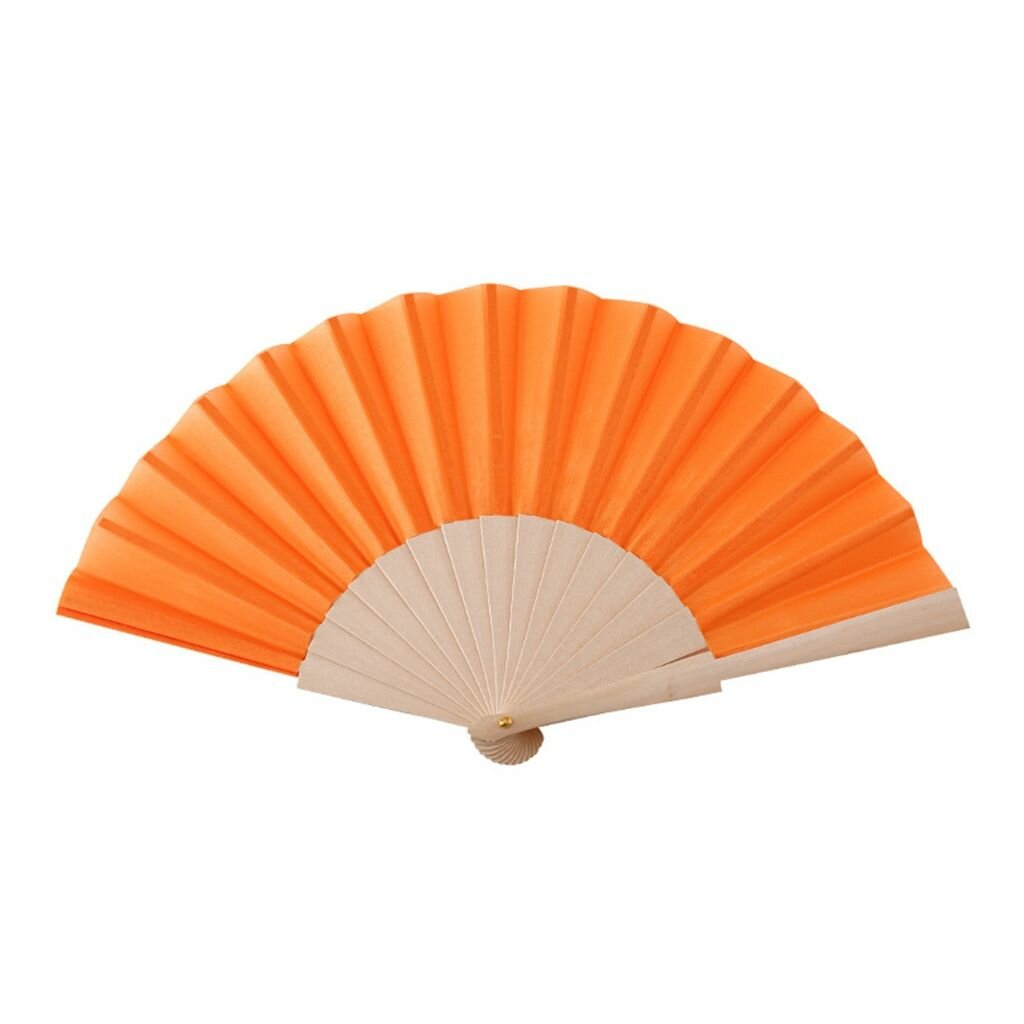 9-дюймовый многоцветный складной веер для термопереноса своими руками с сублимационной печатью и деревянными ребрами, оранжевый цвет