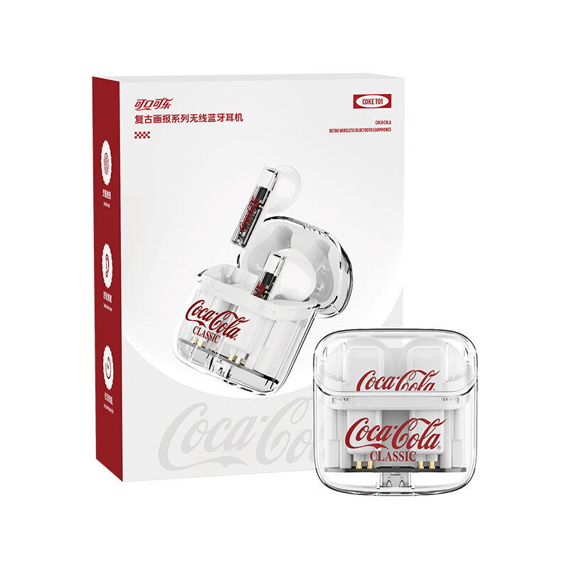 Наушники-вкладыши Coca-Cola беспроводные, t01 (light and pleasant version)-sugar-free white