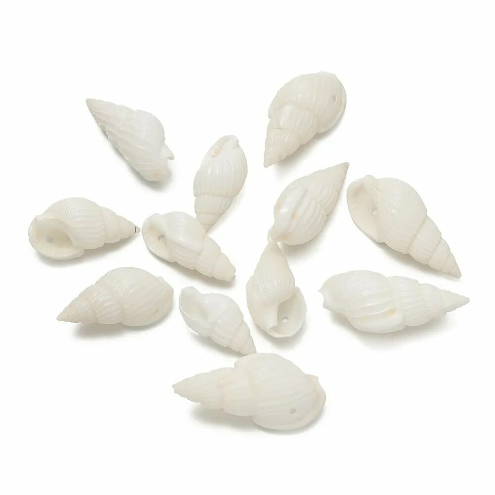 Бусины из морских ракушек Каури с двумя отверстиями, природные оттенки,10штук