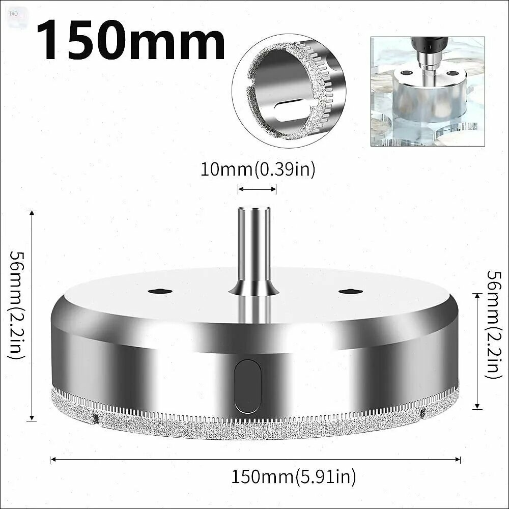 Коронка алмазная 150 мм по керамограниту и керамике