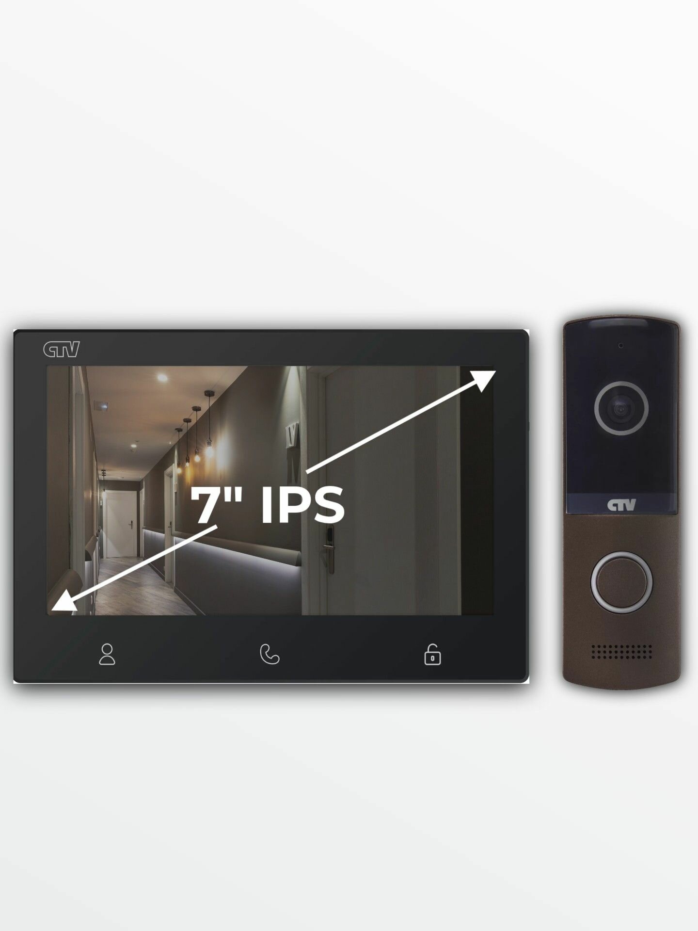 Комплект видеодомофон для квартиры: аналоговый монитор 7" CTV-M3712 Astra + вызывная панель CTV-D4003NG, для дома или офиса, удаленное открытие замка, подключение к подъездному домофону