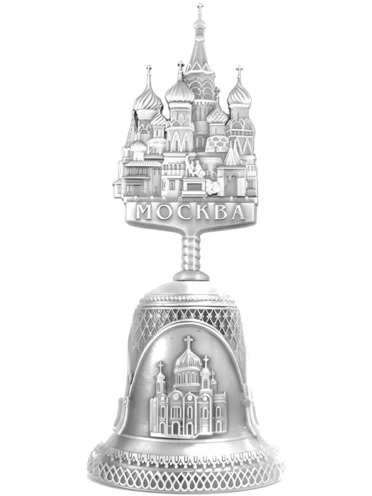 Колокольчик с навершием в виде храма Москвы (11,5 см)