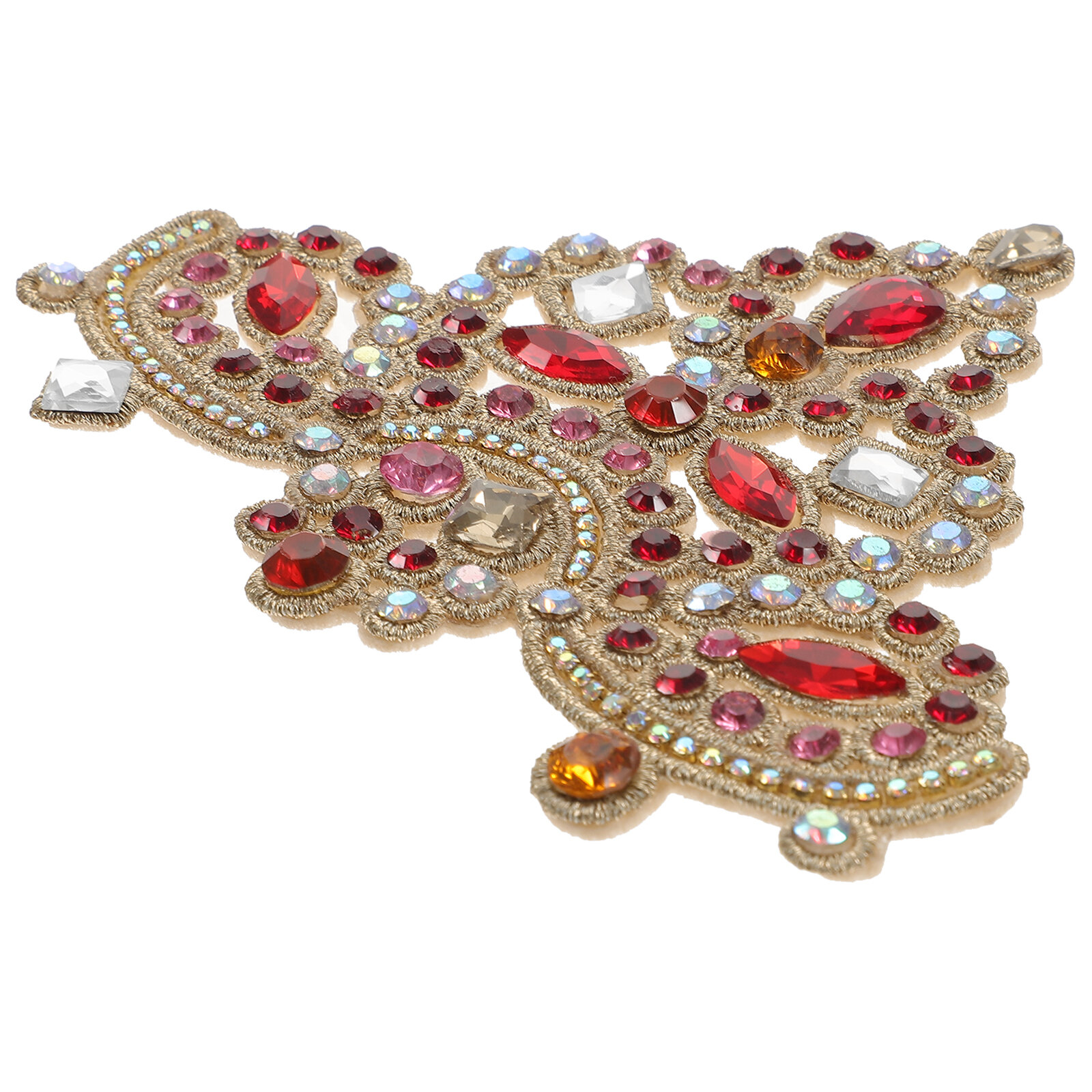 Аппликация со стразами и пайетками, термонашивка для ремонта и декора одежды, сумок, обуви и аксессуаров, красная нашивка 12,5x10 см, 1 штука