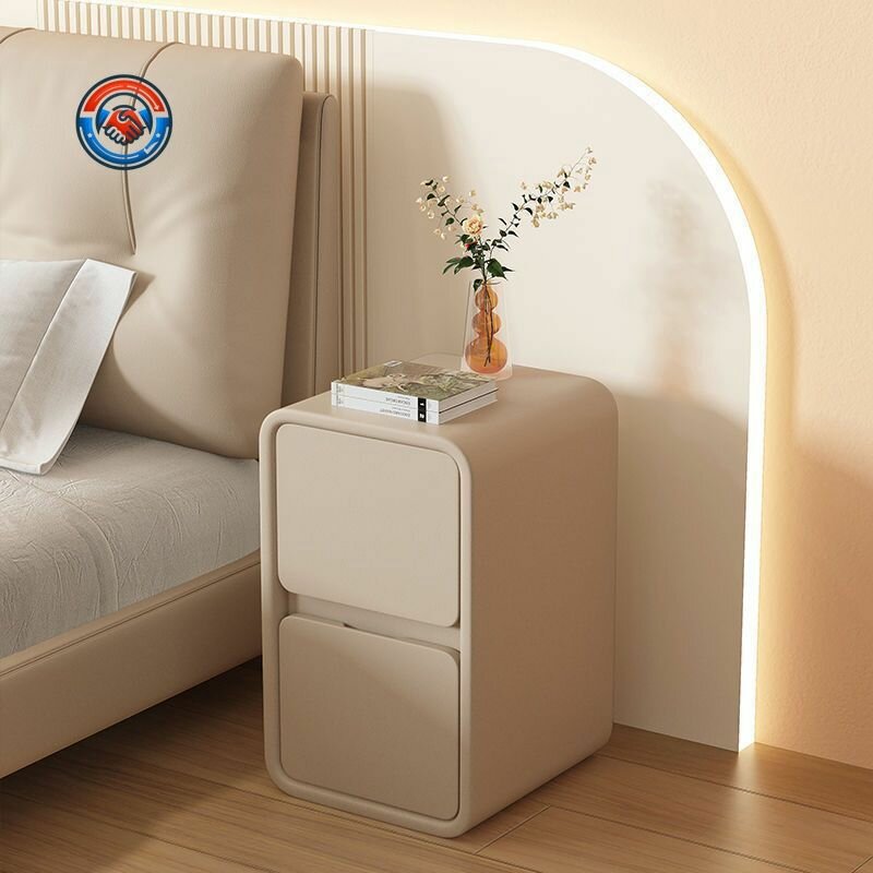 Узкая прикроватная тумбочка, компактная тумба 2 ящика 20х40х50 см для маленькой квартиры, натуральные материалы, антибактериальная микрофибра и бесшумные направляющие