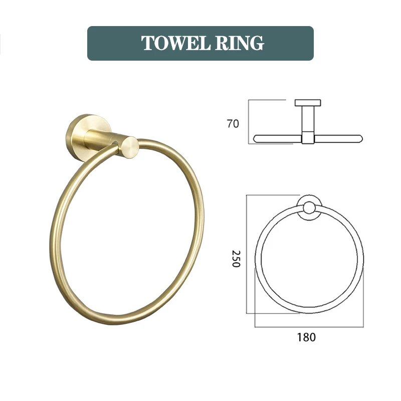 Комплект аксессуаров для ванной Bonderis из нержавеющей стали матовое золото Towel Ring A