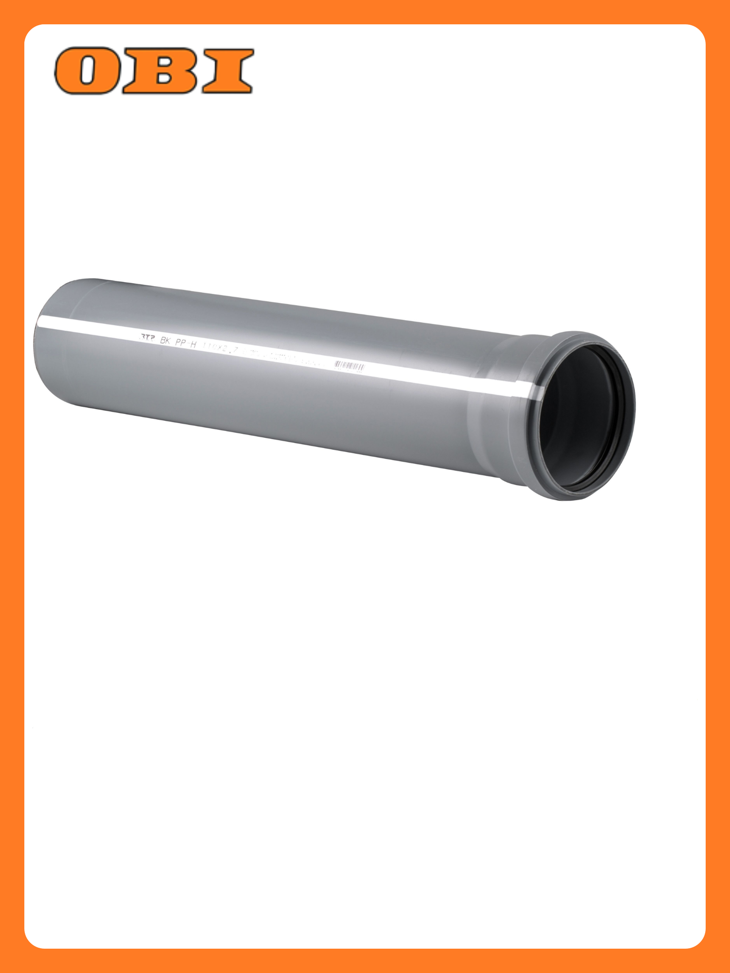 Труба канализационная Политрон ВК ПП, 110x2,7x500 мм, серая, раструбная, двухлепестковое уплотнение