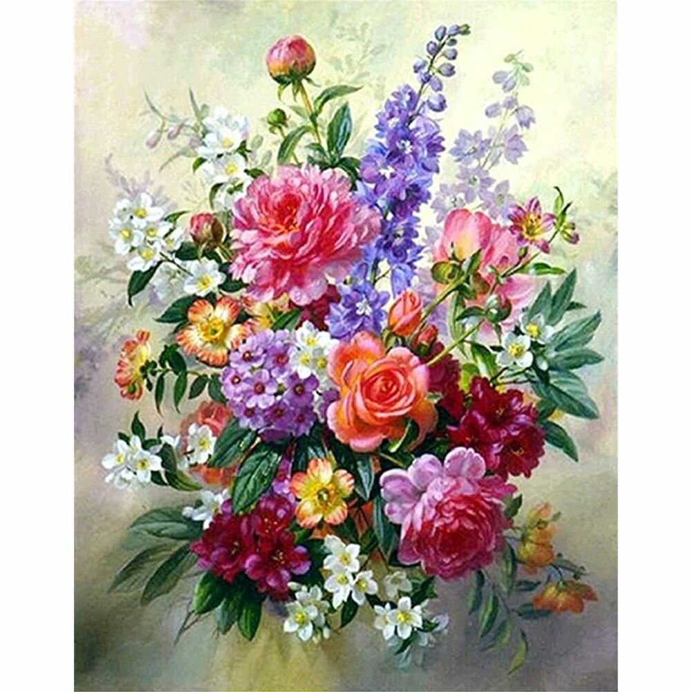Крестиком Вышитая Картина Цветочная Серия Из Нитей Размером 36 46см=v=