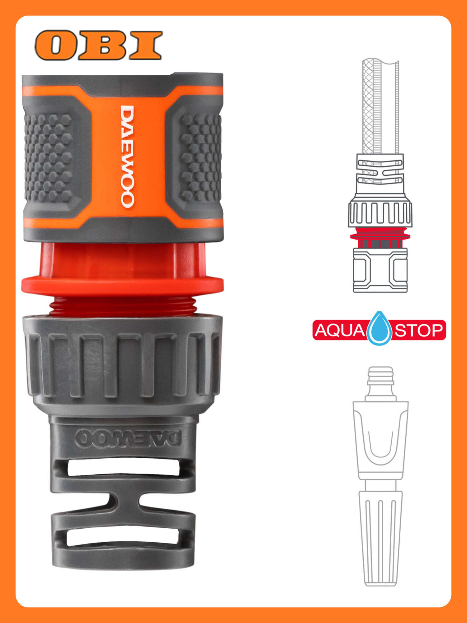 Коннектор для шланга Daewoo DWC 2515 12,5-15 мм (1/2" -5/8") с аквастопом