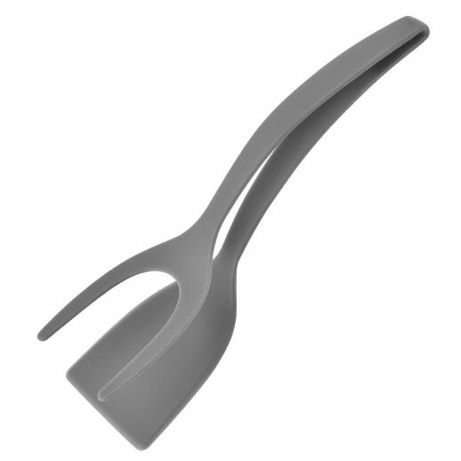Кухонная лопатка, щипцы кулинарные 2 в 1, термопластик, серая
