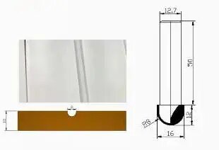 KTOL D-PCD7-257755 фреза алмазная для дерева 2/3 канавок 1/2" хвостовик 1/4" R8 12.7x16x12 2Flute