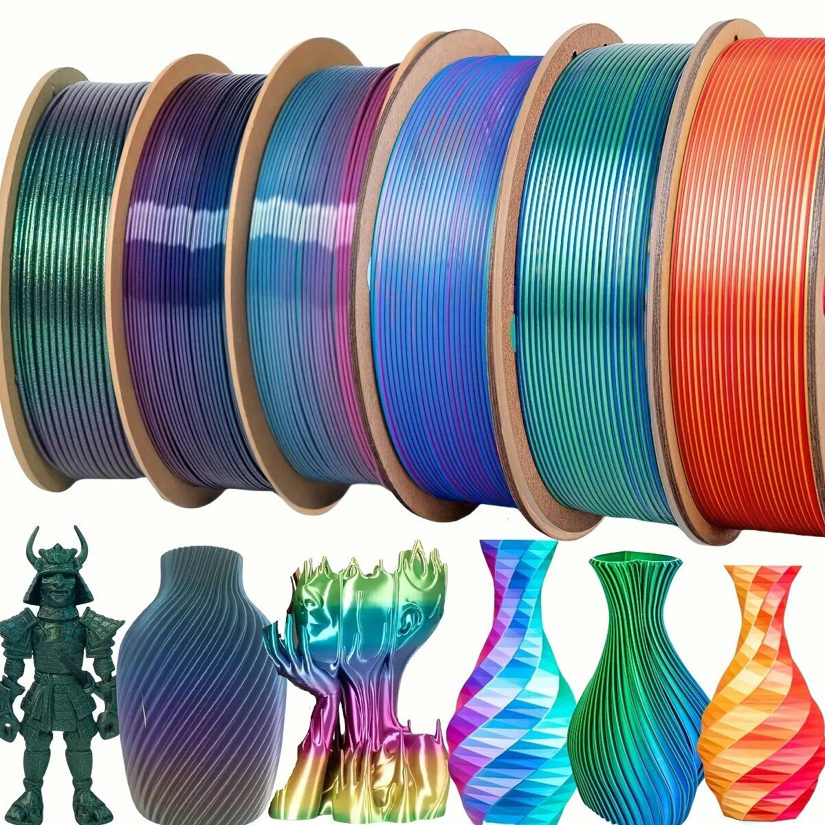 Комплект нити для 3D-печати Silk PLA, 6 шт, 1.5 кг