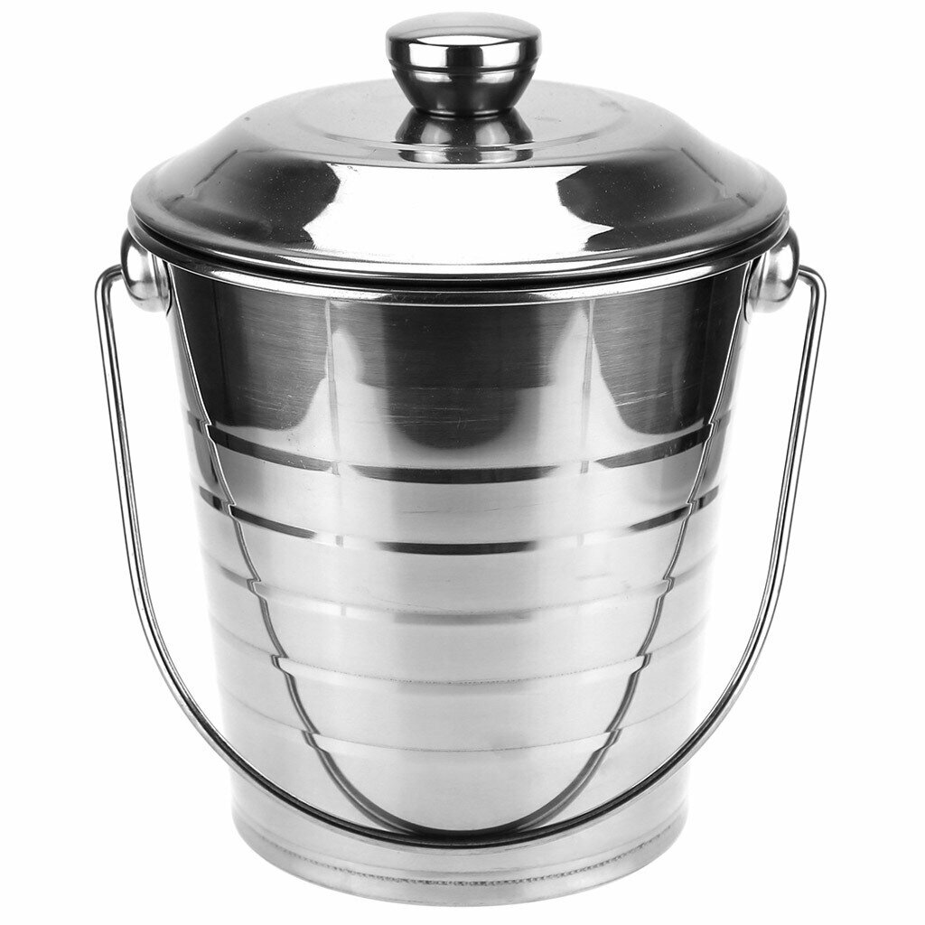 Ведро из нержавеющей стали КНР 3 л, с крышкой, металлическая ручка
