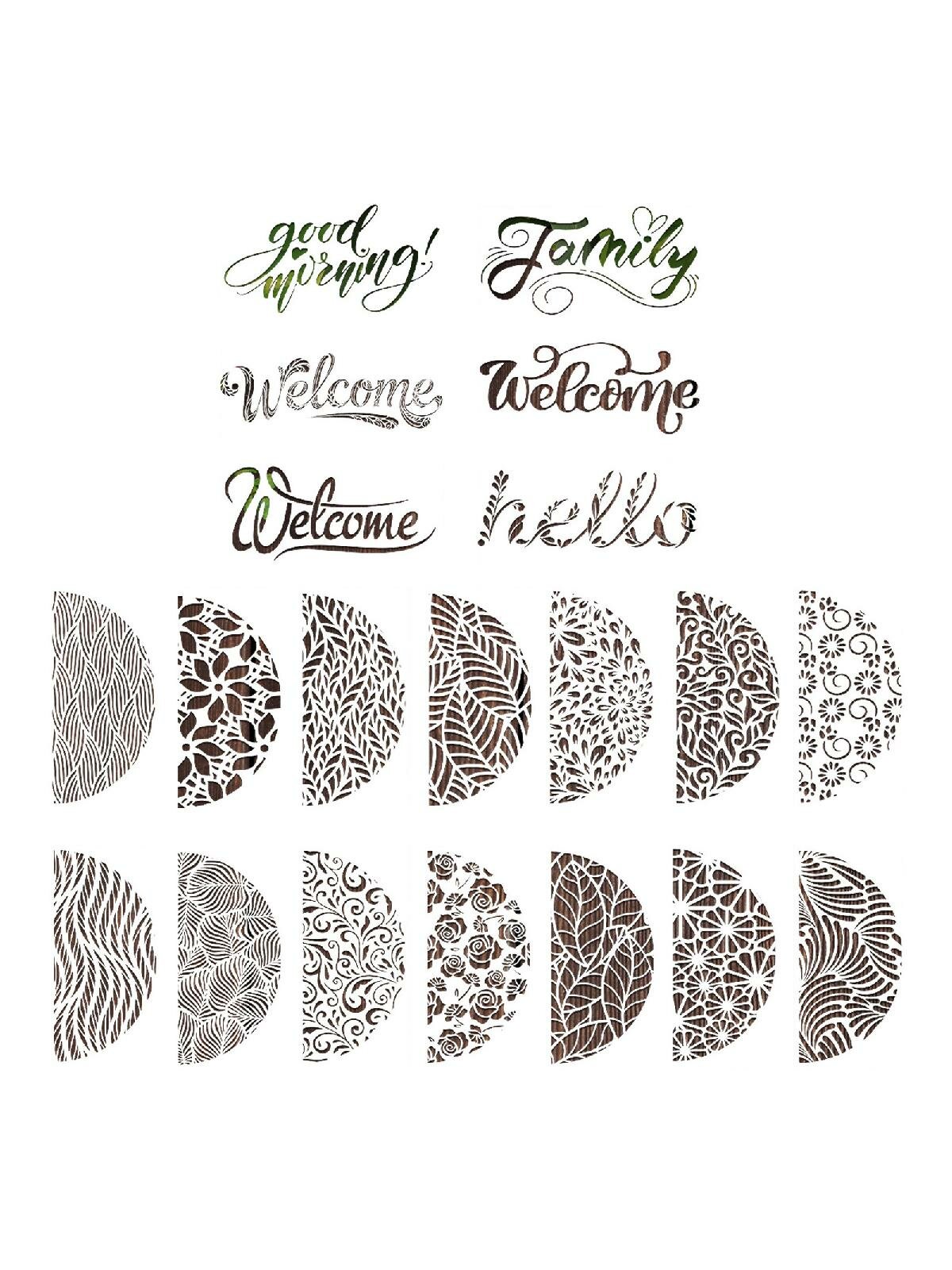 30шт Многоразовых цветочных шаблонов 11,8x5,9 дюймов, пластиковые трафареты для рисования