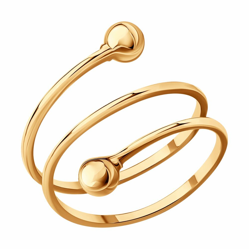 Кольцо тонкое, красное золото, 585 проба