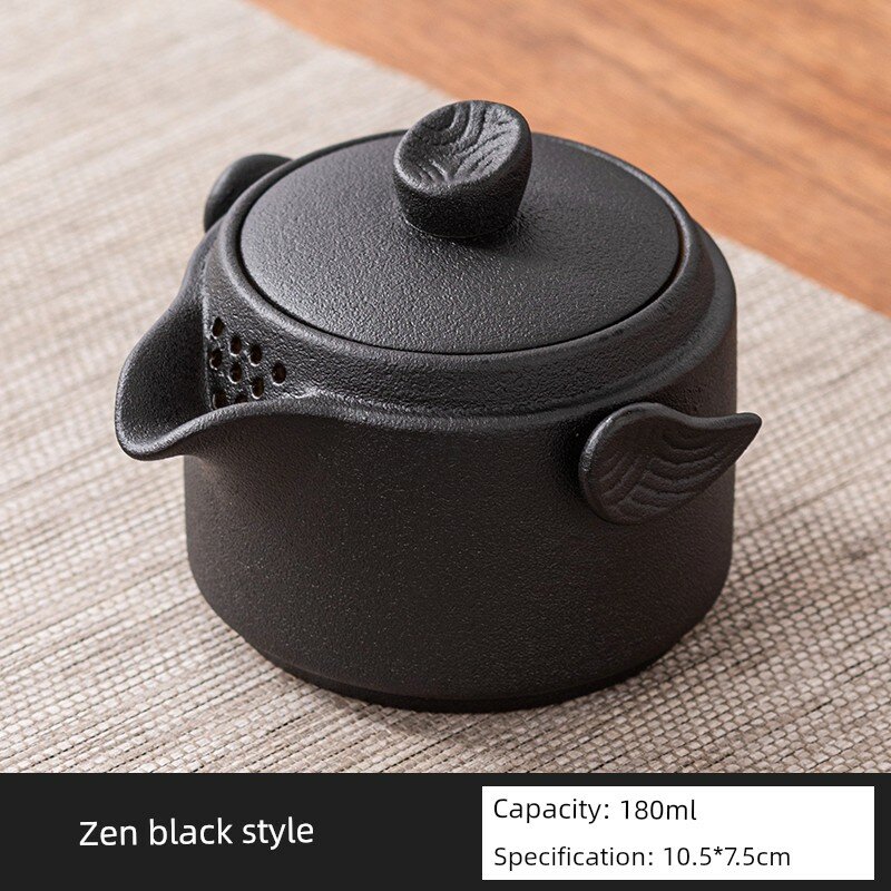 Черный керамический чайник ручной работы с крышкой, чашка для чая, маленький чайник для дома, офиса, набор для чаепития