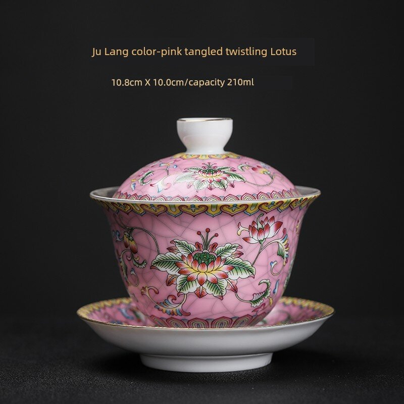 Эмалированная чашка с розовым маком узором керамический чайник для традиционного китайского чая