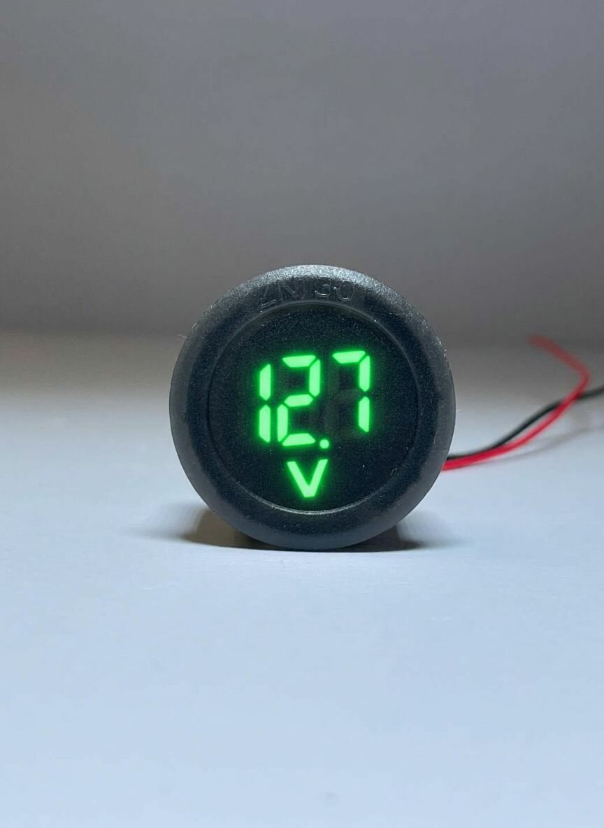 Вольтметр автомобильный 4-100 В, цифровой, врезной мультитестер постоянного тока для машины, мотоцикла, круглый, зеленый