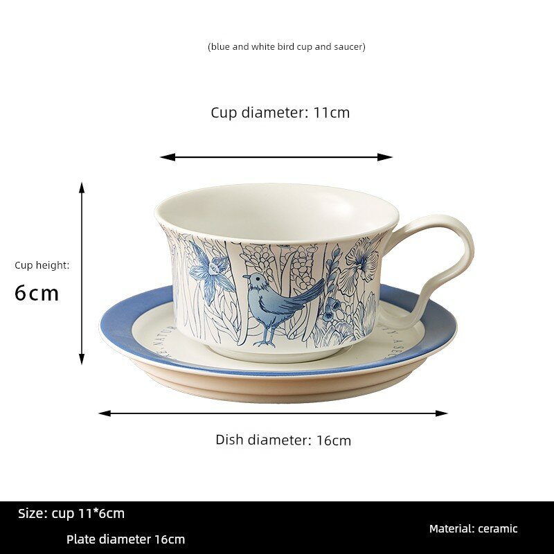 Винтажная сине-белая фарфоровая чашка для кофе с блюдцем, чашка для послеобеденного чая, чашка для латте-арта, чашка