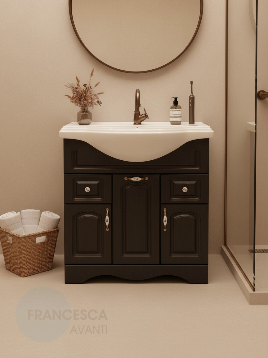 Тумба с раковиной для ванной Francesca Avanti Империя 80 венге (2ящ+3дв. ум. Классик 80)