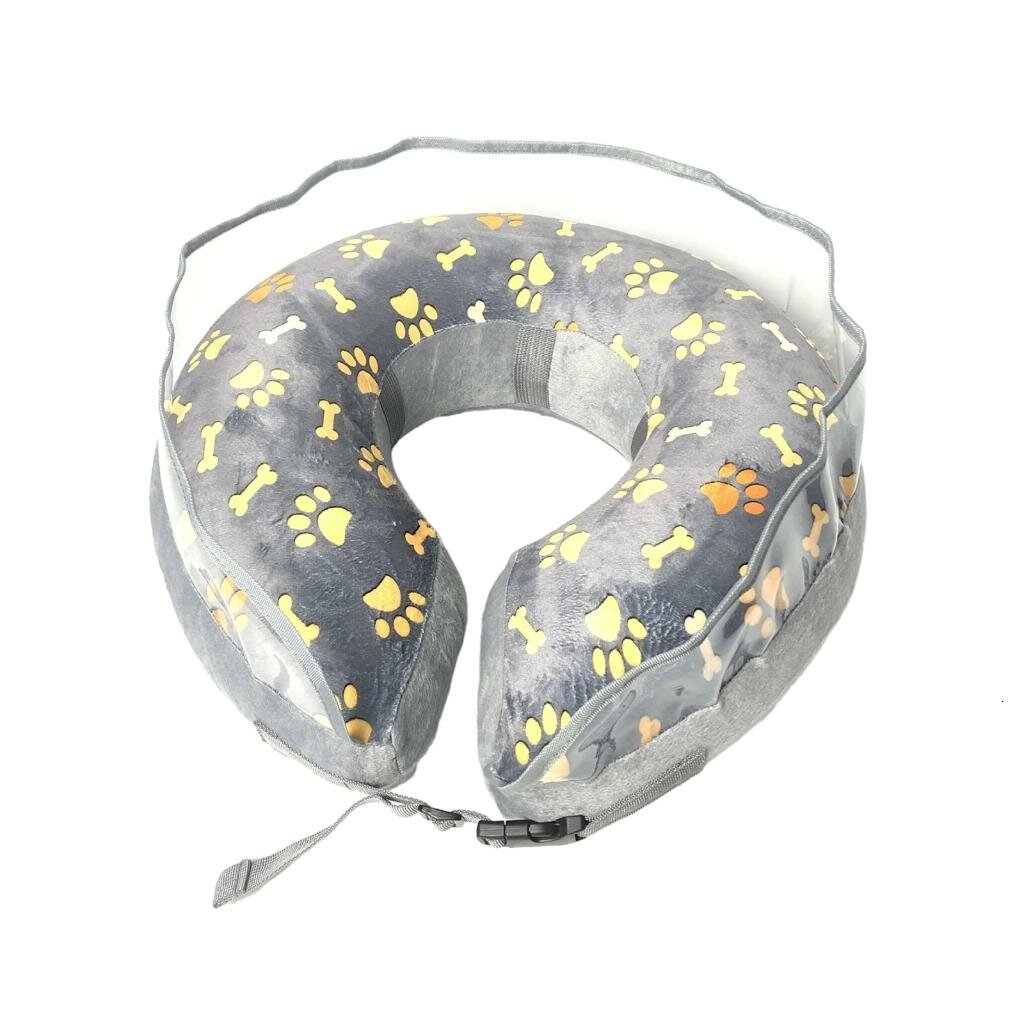 Регулируемый надувной воротник после операции для собак и кошек, Серый - L