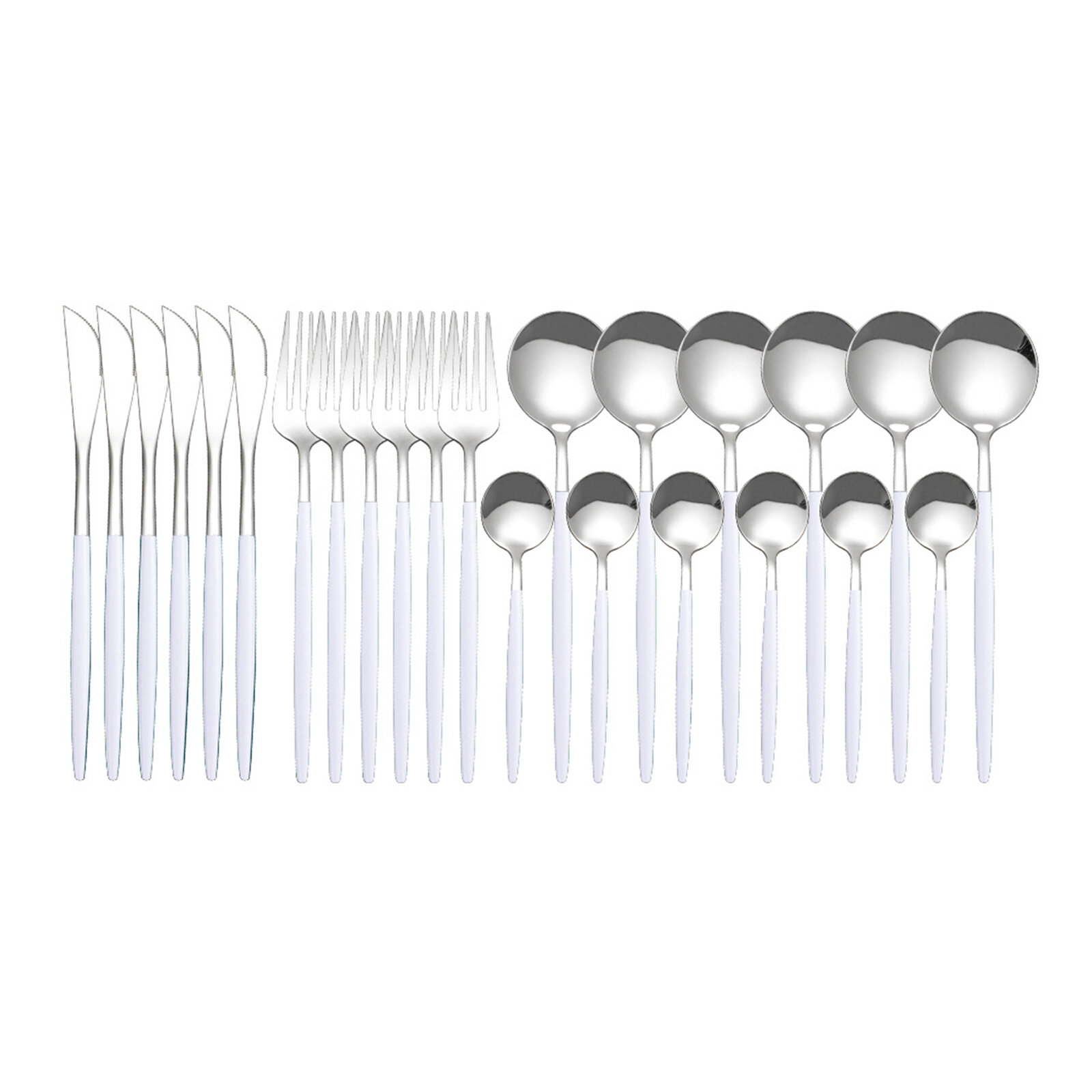 Набор посуды из нержавеющей стали 24 штуки, кухонный набор столовых приборов, нож, ложка, плоские столовые приборы, посуда, цвет: Белый Золото, Белый Серебро, Розовое Золото, Розовое Серебро, Черное Золото, Черный, Черное Серебро, Красное Золото, Красное