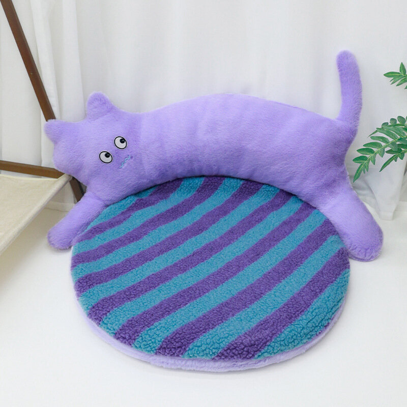 Круглое гнездо допамина на все времена года, кошачье спальное гнездо, теплый котенок из овечьей шерсти, наступающий на