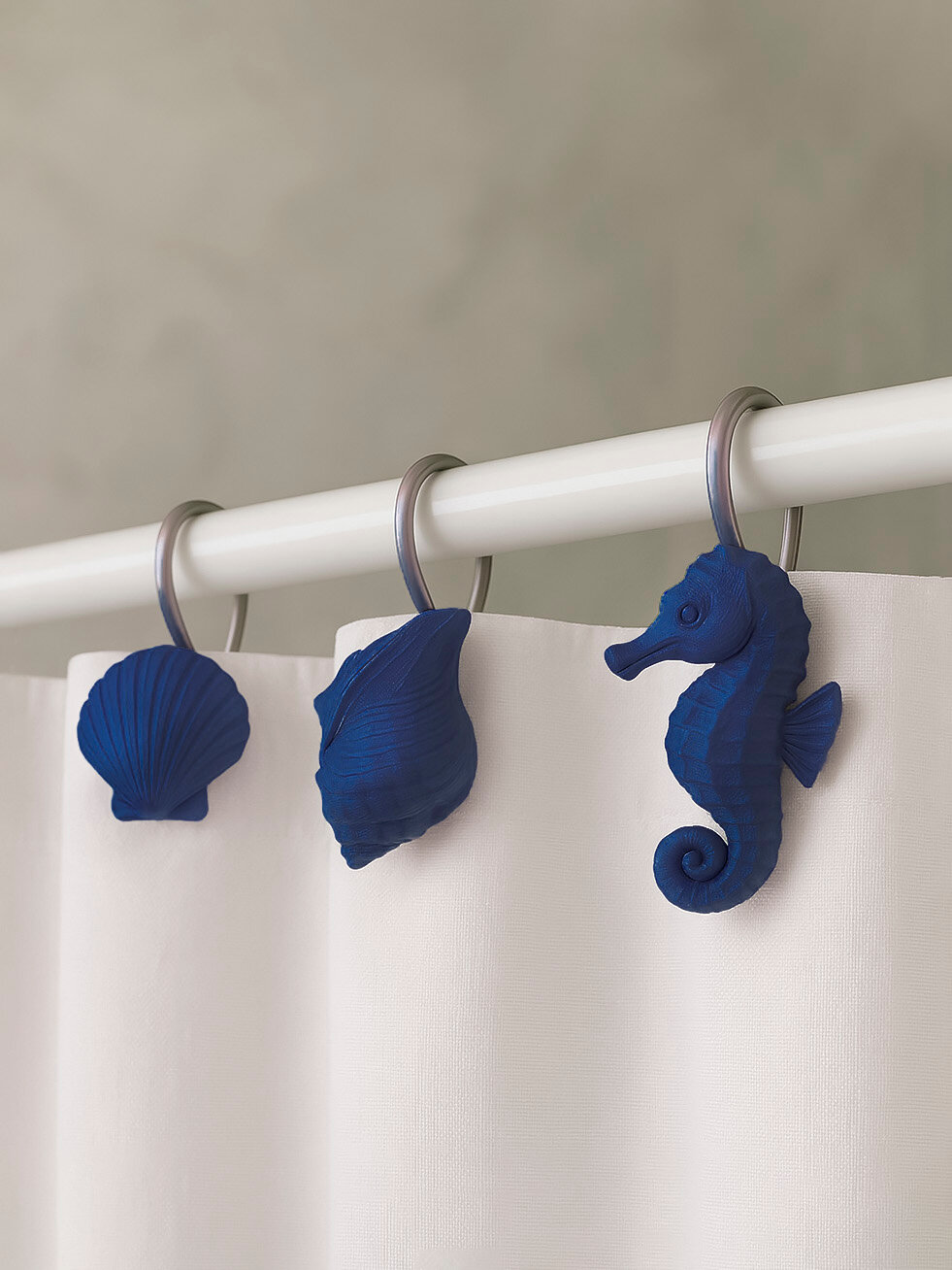 Крючки для штор SilaVeRes "Морской конек", синие, 27 мм, 12 шт