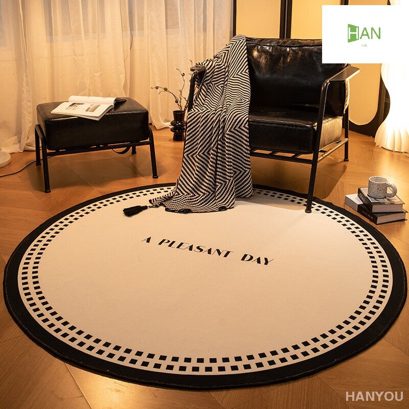 Эксклюзивный винтажный ковер круглой формы диаметром 100 см для вращающегося кресла в стиле французского кантри с противоскользящим эффектом