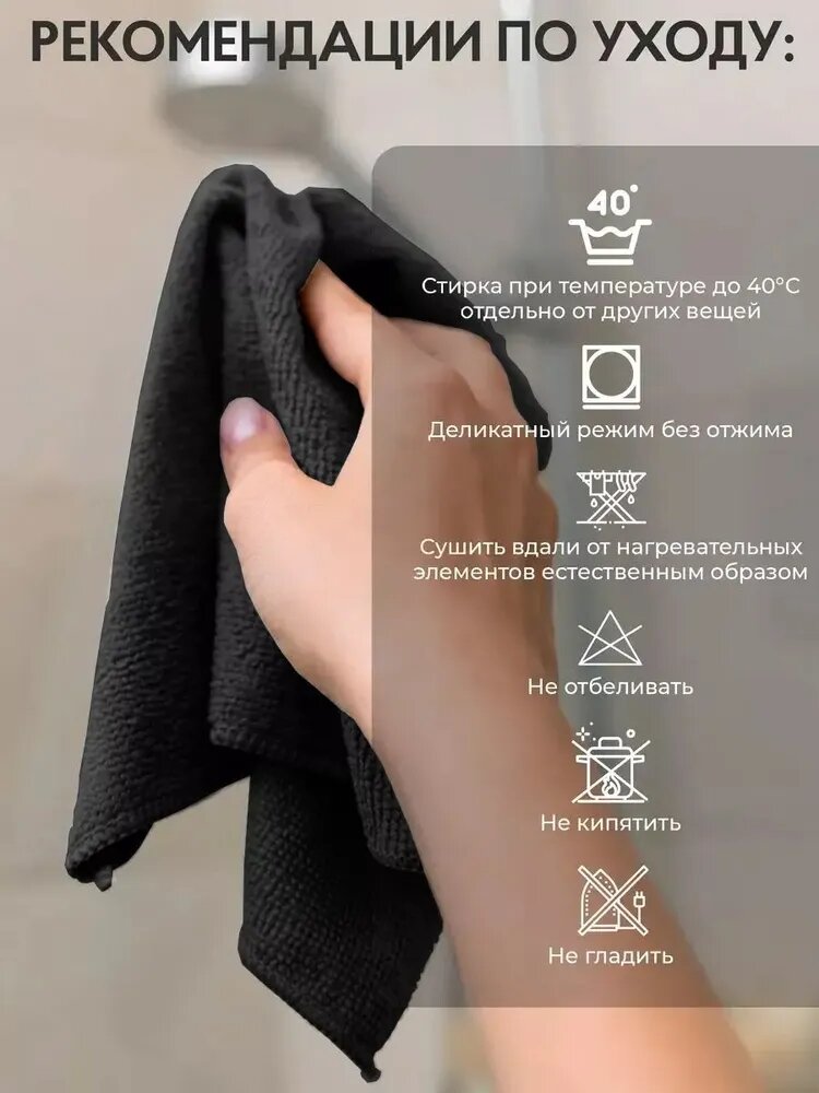 IKEA Тряпка из микрофибры, 15 шт, черная, 30х30 см, отлично впитывает, не оставляет ворса — фото 1
