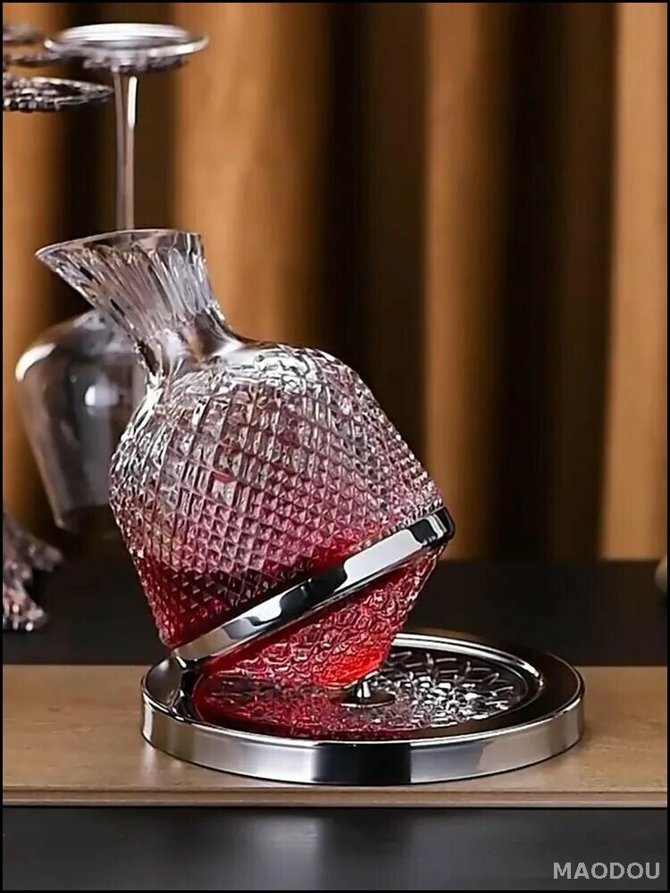 Вращающийся графин с бокалом креативный легкий роскошный винный кувшин из хрустального стекла